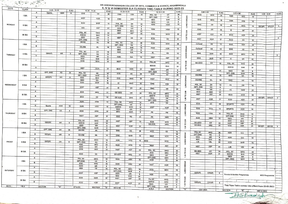ವೇಳಾಪಟ್ಟಿ | SACCNGM